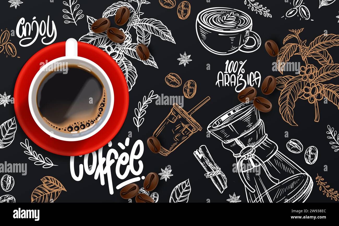 Realistic coffee time background with coffee cup Stock Vector Image ...
