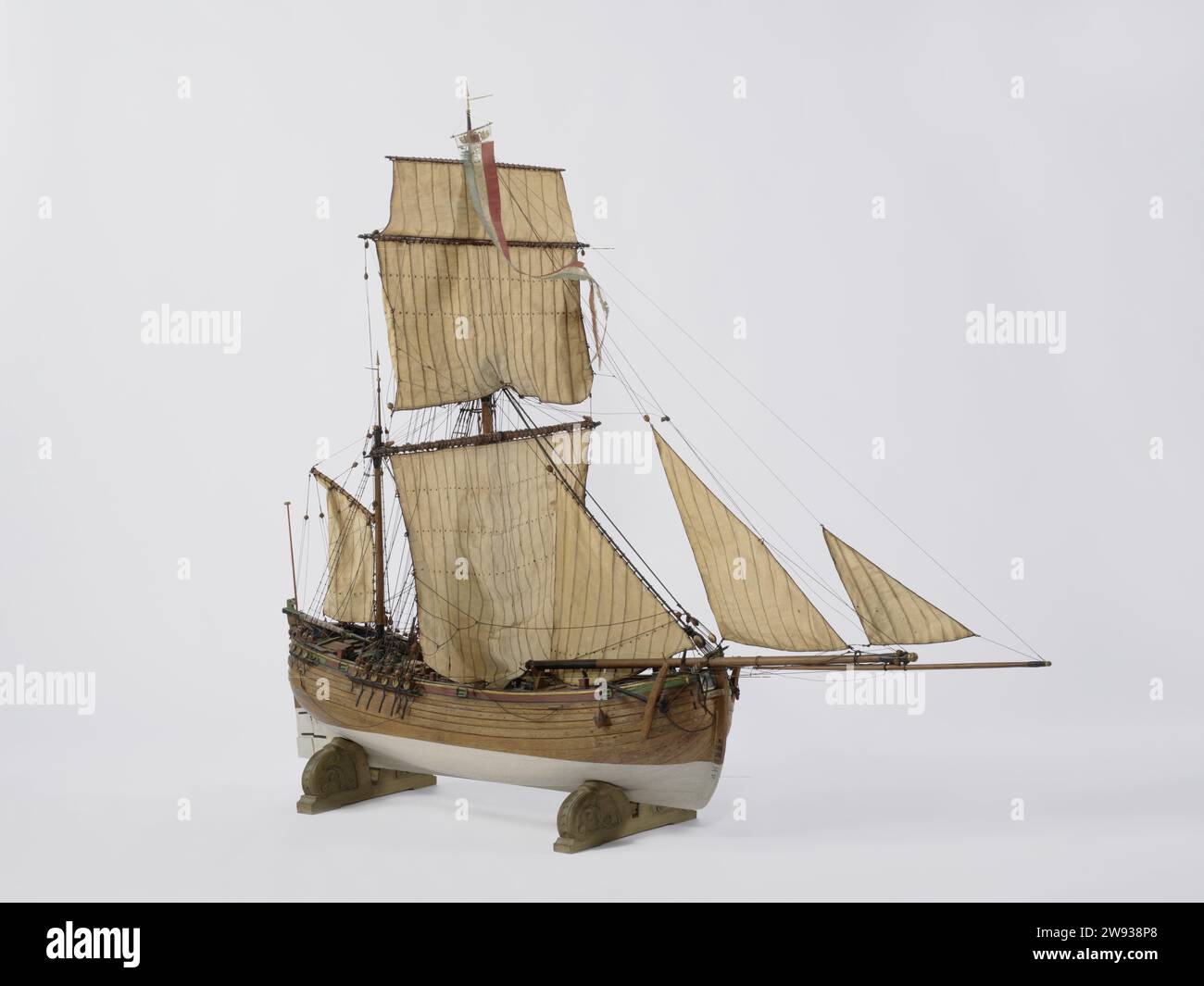 Model of a Hooker, anonymous, 1756 ship model. fully rigged model. show ...