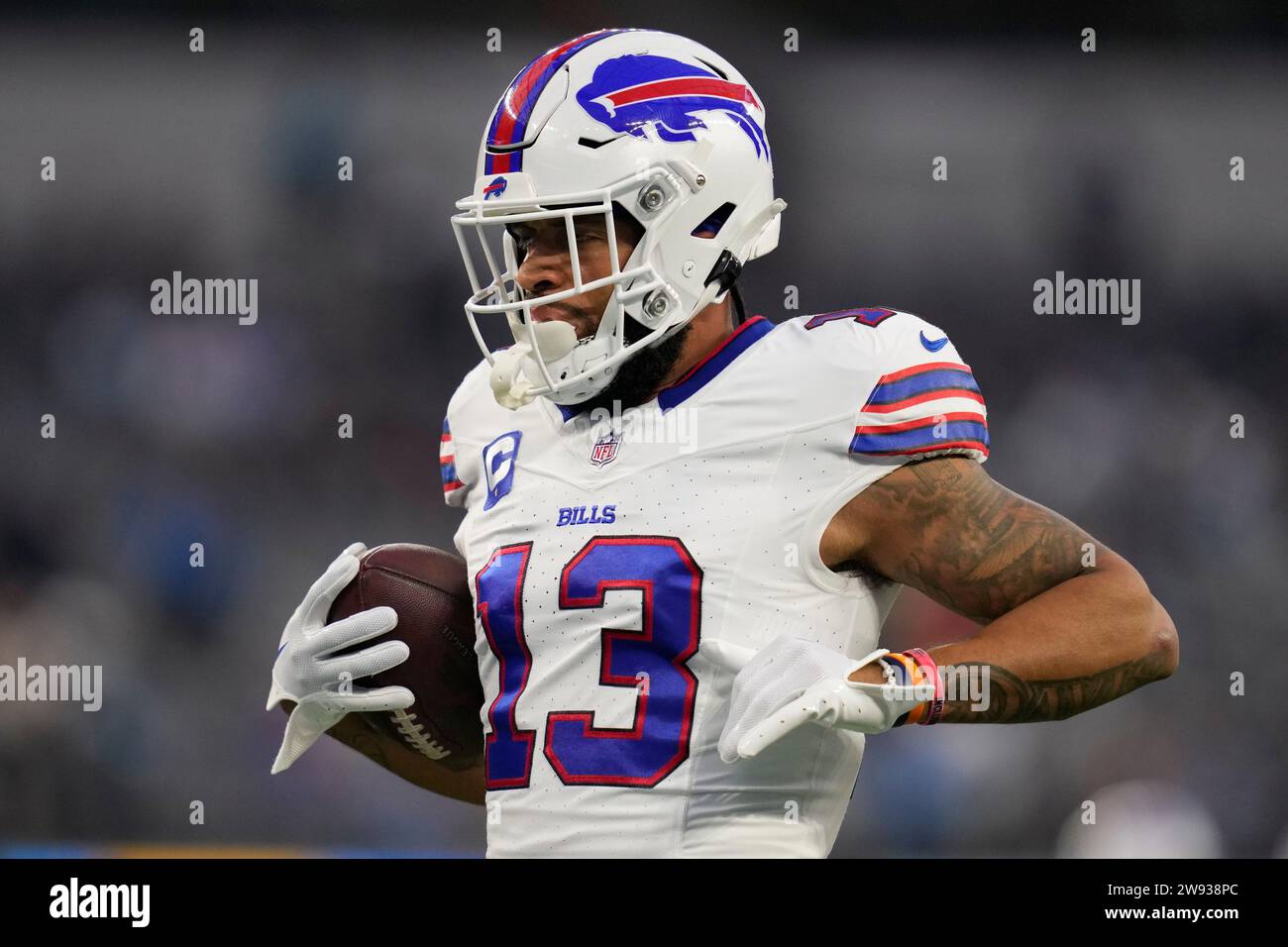 Buffalo Bills wide receiver Gabe Davis (13) warms up before an NFL ...