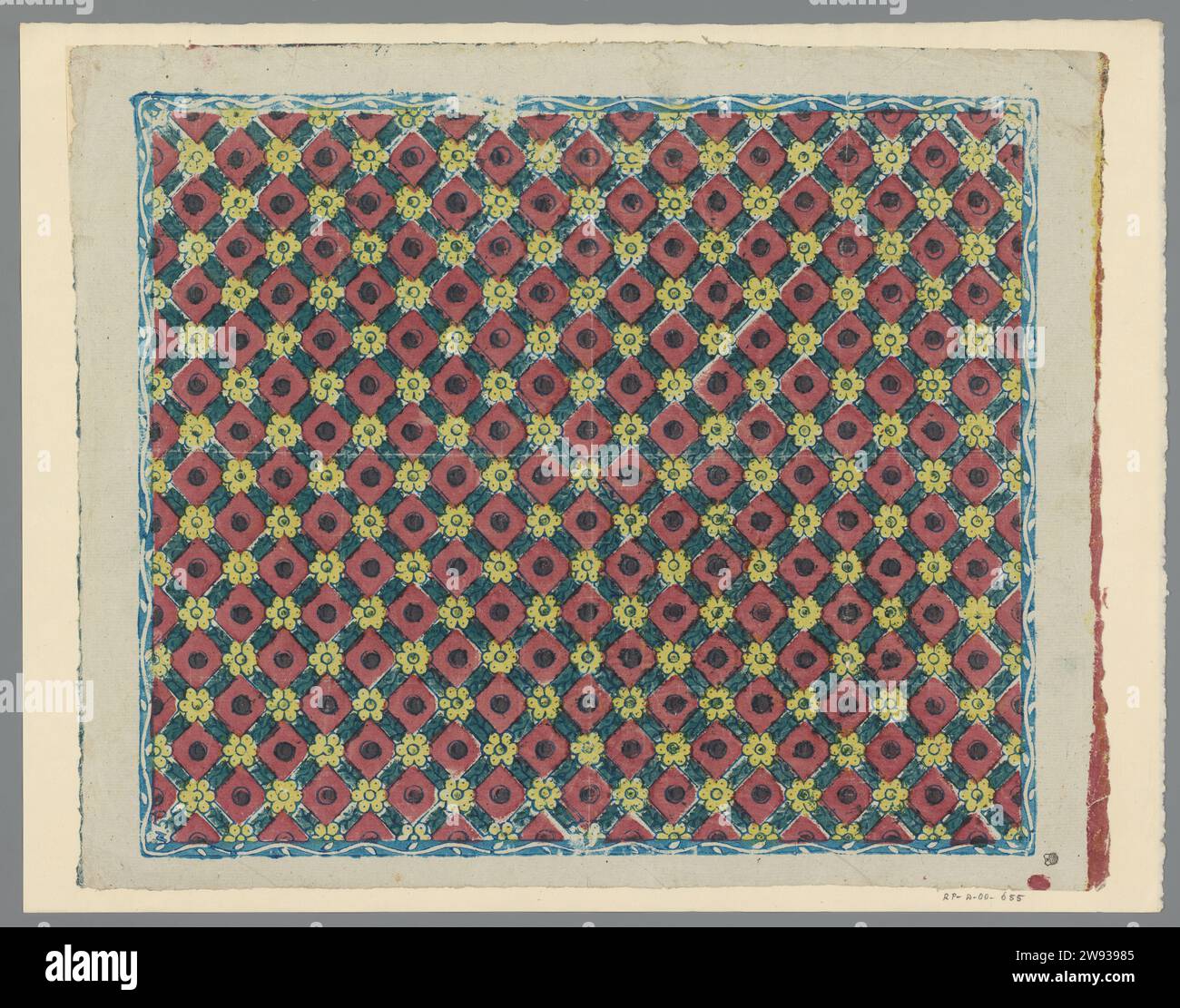 Leaf with windscreen pattern with dots and overhoekse rosettes ...