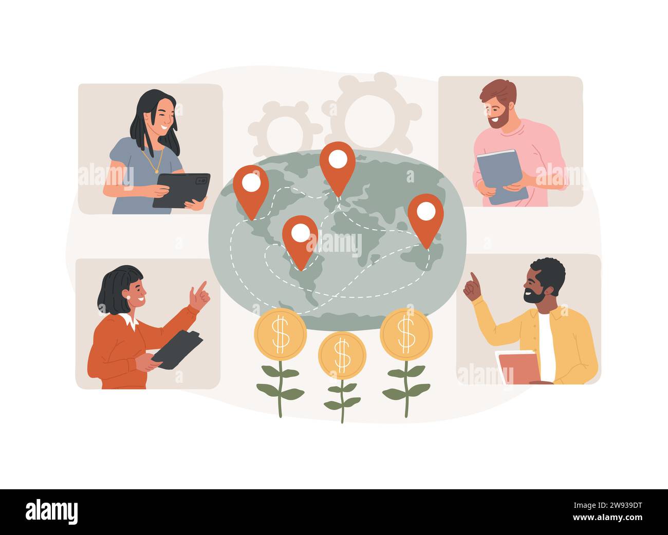 International business isolated concept vector illustration. Global ...