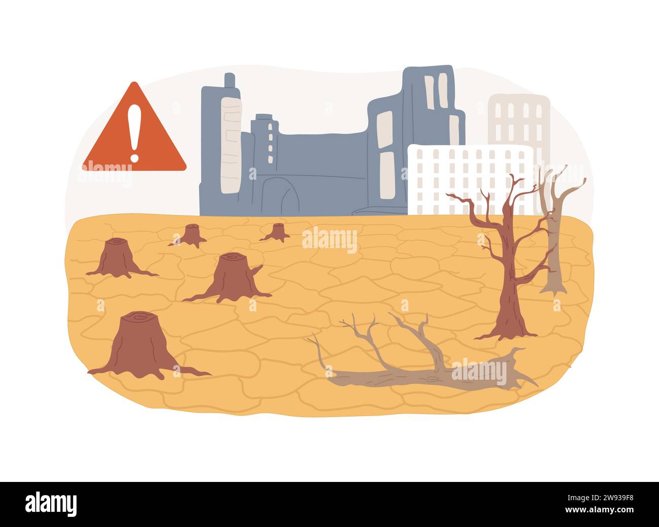 Desertification isolated concept vector illustration. Land degradation ...
