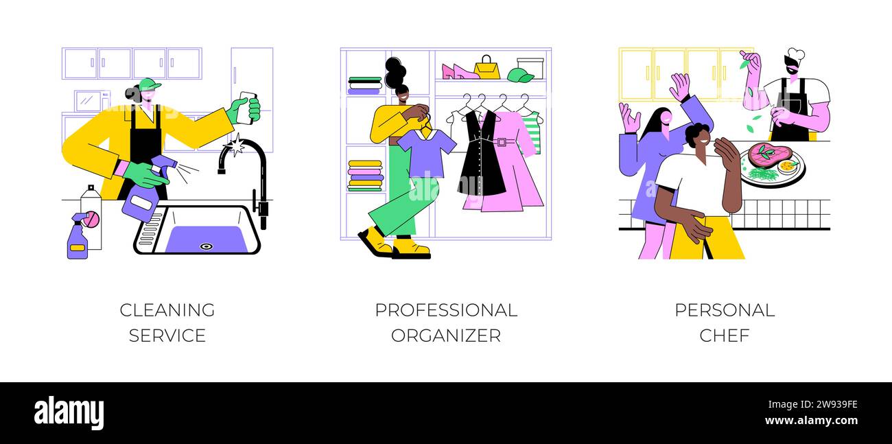 Freelance services isolated cartoon vector illustrations set. Woman ...