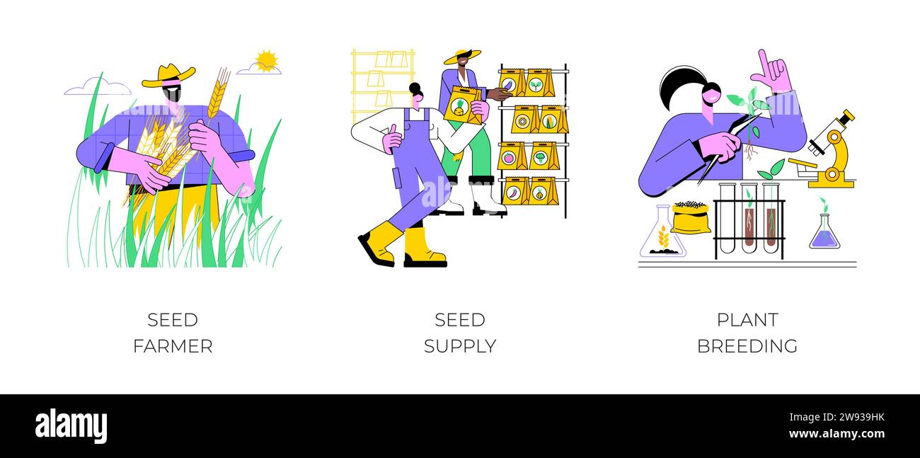 Seeds and plant breeding isolated cartoon vector illustrations set ...