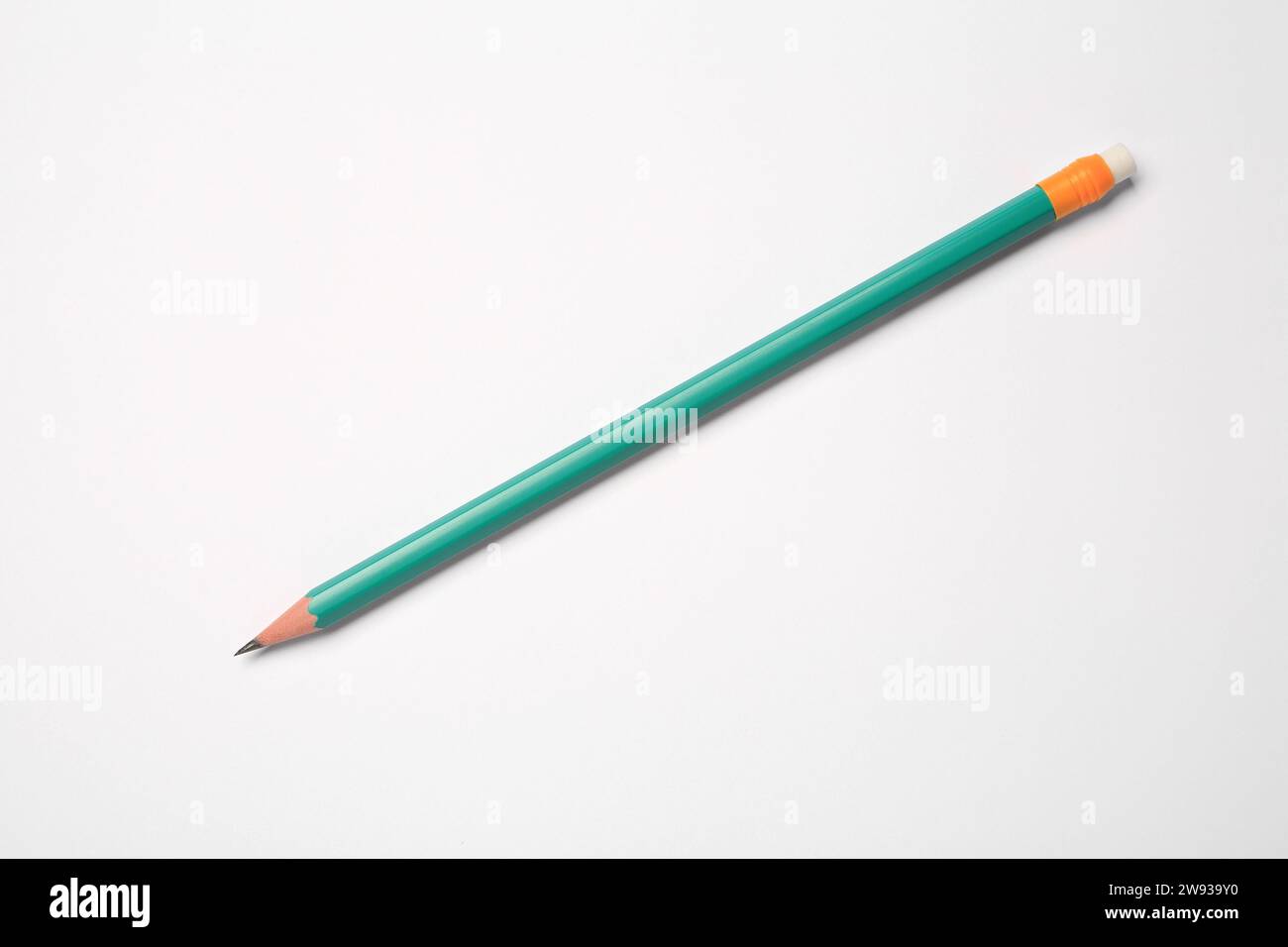 Sharp graphite pencil on white background, top view Stock Photo - Alamy