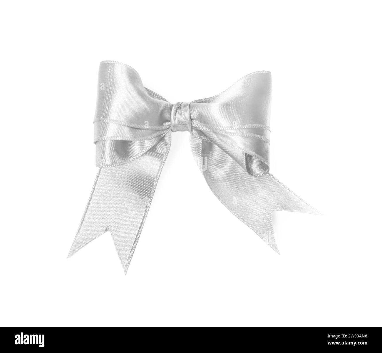 White satin ribbon bow isolated on white Stock Photo - Alamy