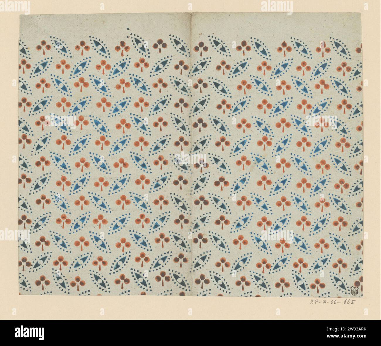 Leaf with spreading pattern of oval motif and cloverleaf, Anonymous ...