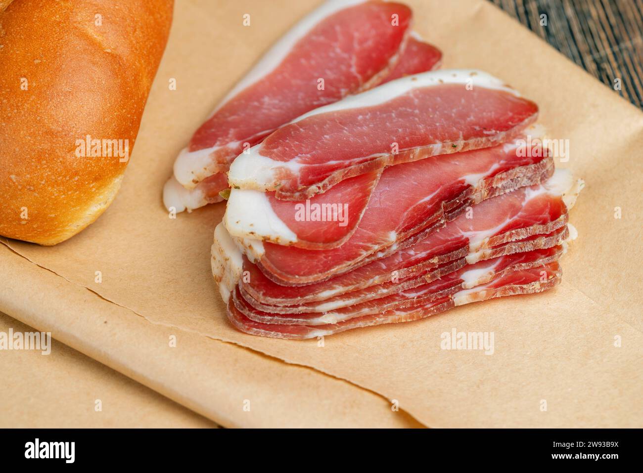thinly sliced dried meat with lard, pickled and dehydrated pork meat ...