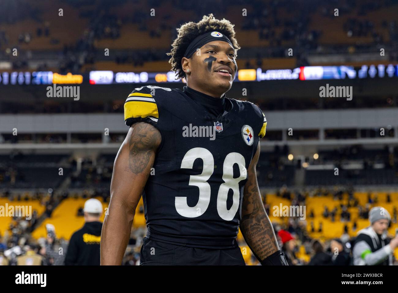 Pittsburgh Steelers linebacker Mykal Walker (38) walks off the field ...