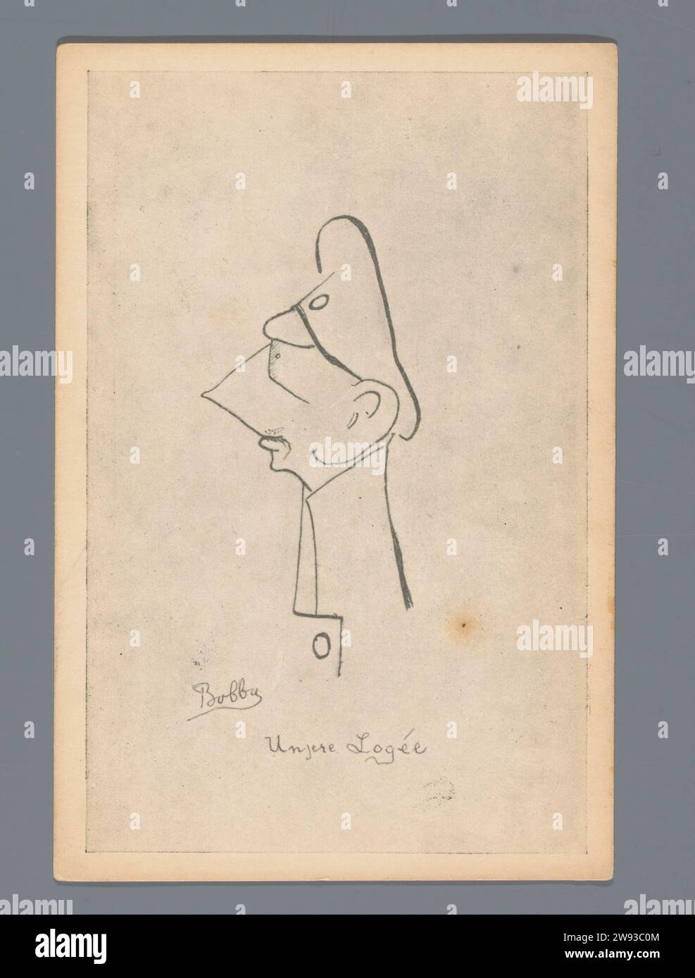 UNSE LOVE, Bobby, 1918 - 1919 Postcard with caricature of breastpiece ...