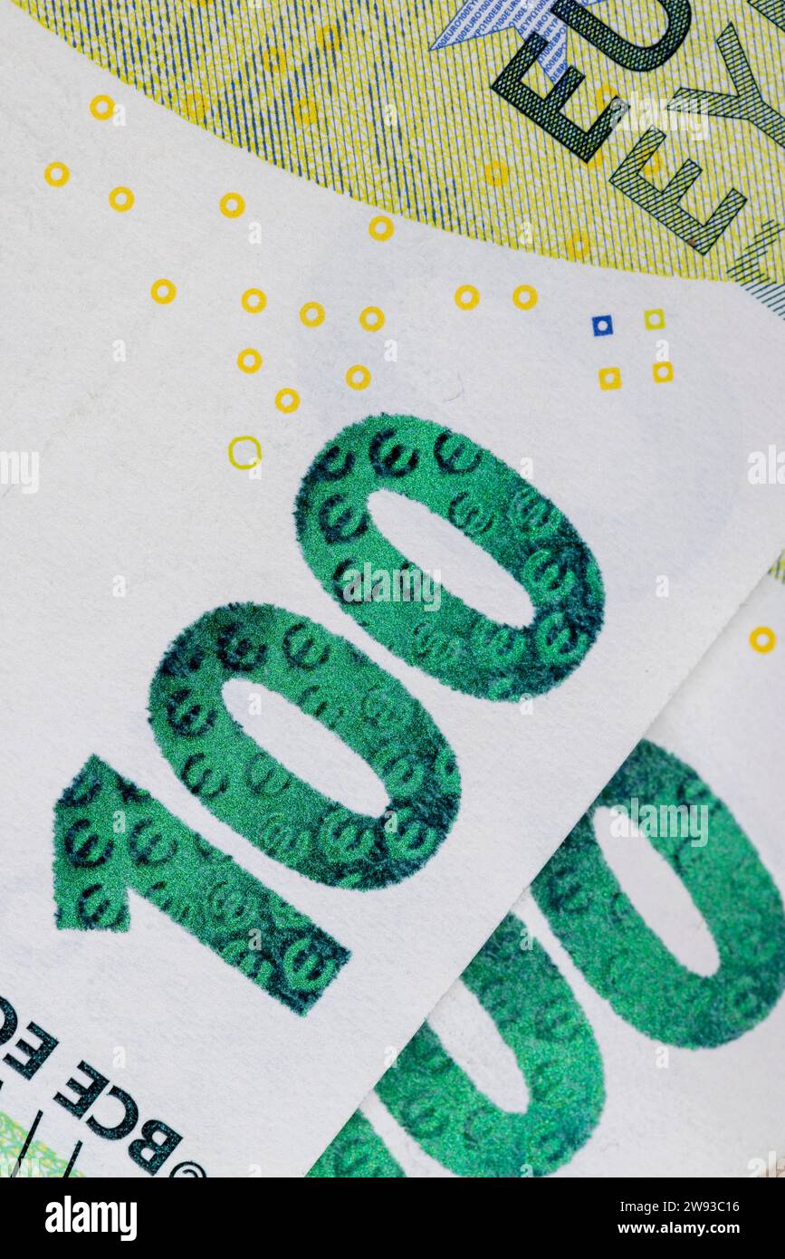 euro banknotes of the European Union close-up, European currency euro ...