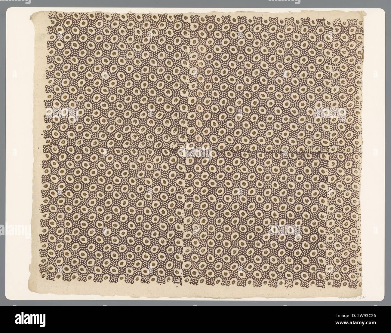 Leaf with spreading pattern of dots on a point stock, Anonymous, 1750 ...