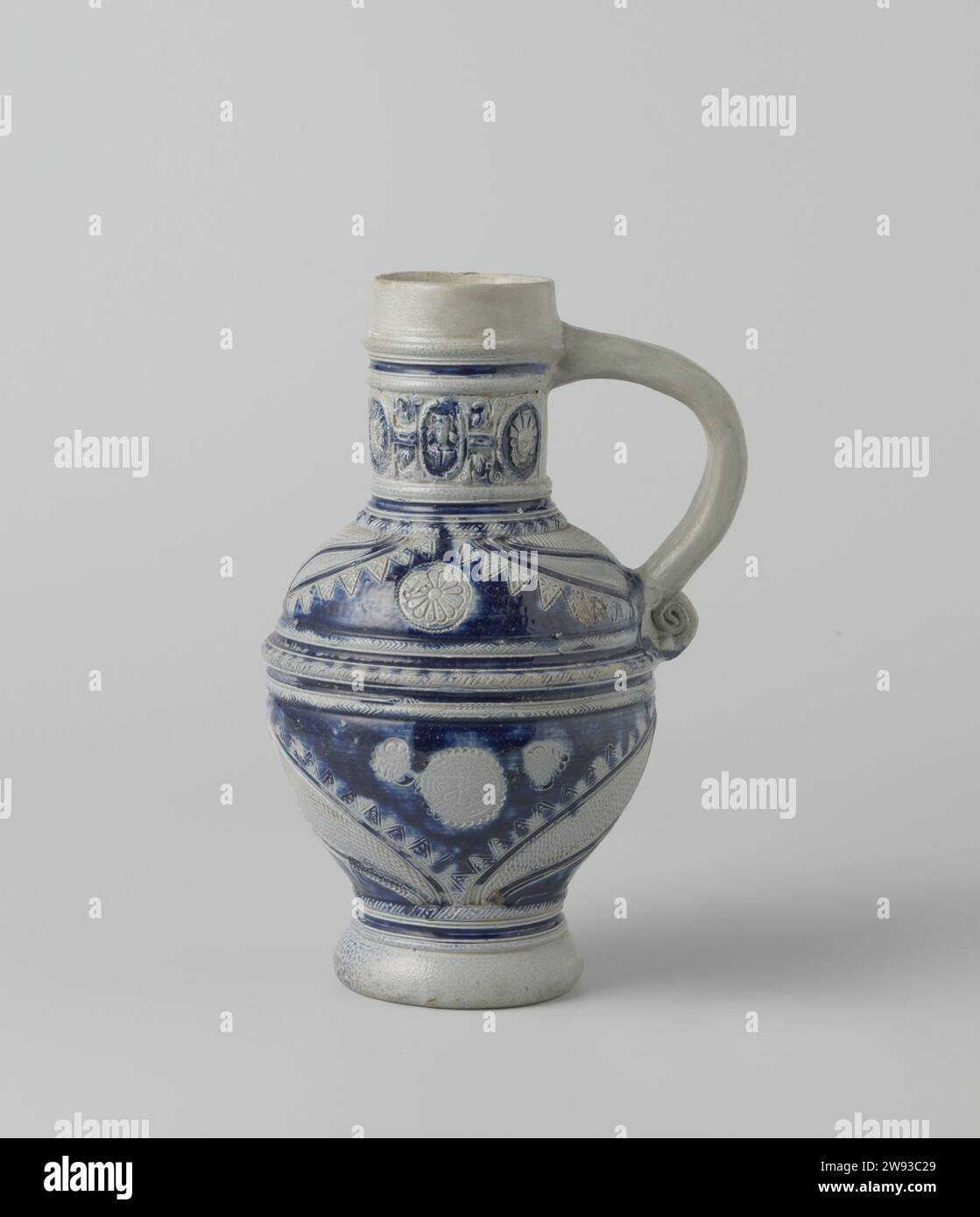 Jug with roundels, chip carving and medallions, anonymous, c. 1550 - c. 1649 Jug of stoneware on ...