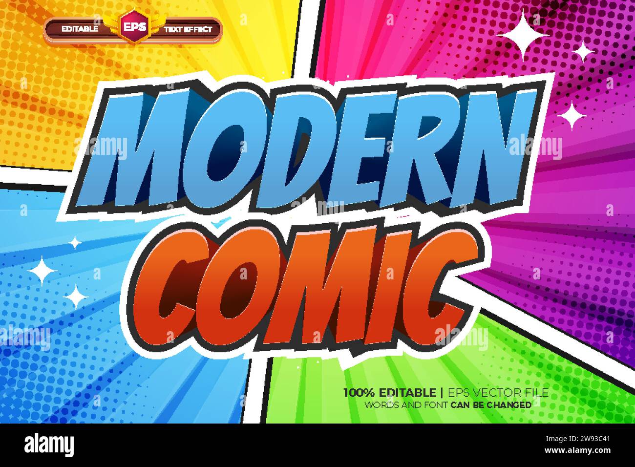 Modern Comic 3D editable text effect logo template Stock Vector Image ...