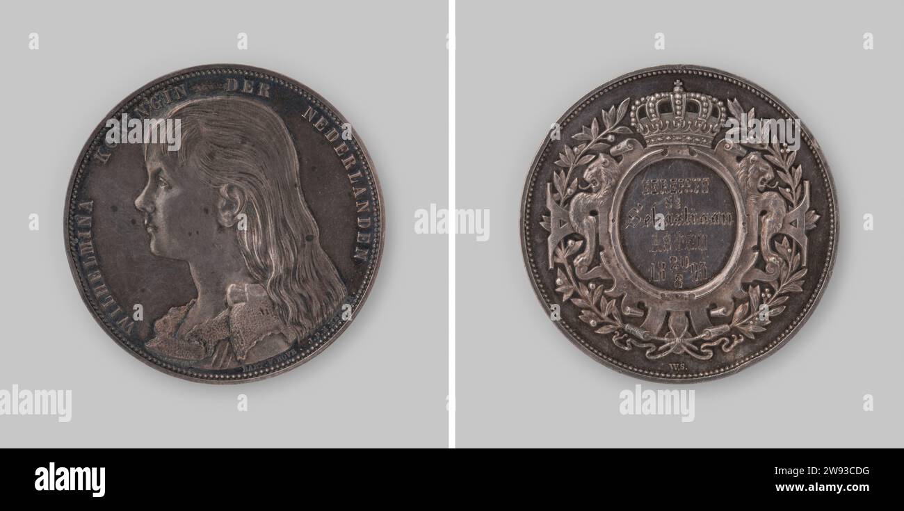 Wilhelmina, Queen of the Netherlands, 1893, Bart van Hove, 1893 medal ...