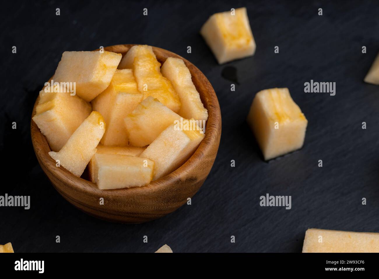 sliced sweet yellow melon, cooking with golden melon Stock Photo - Alamy