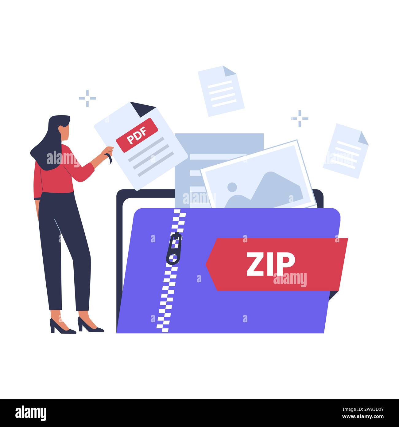 Zip file illustration concept. Compress files. vector flat illustration ... Zip file illustration concept. Compress files. vector flat illustration ...