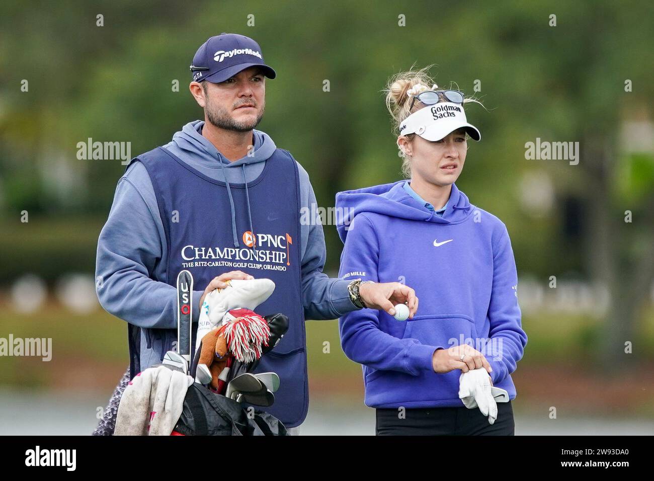 Orlando, Florida, USA. 17th Dec, 2023. Nelly Korda (R) and caddie ...