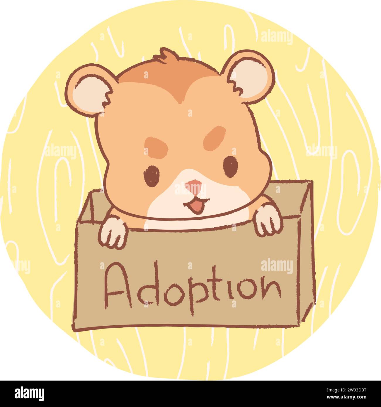 Kawaii hamster in the box. Pet adoption concept. Stock vector ...