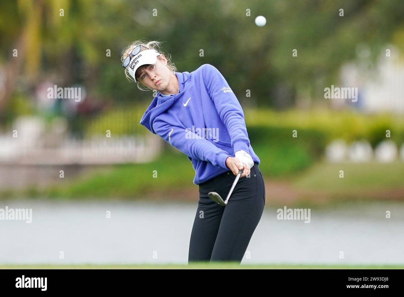 Orlando, Florida, USA. 17th Dec, 2023. Nelly Korda chips onto the 18th ...
