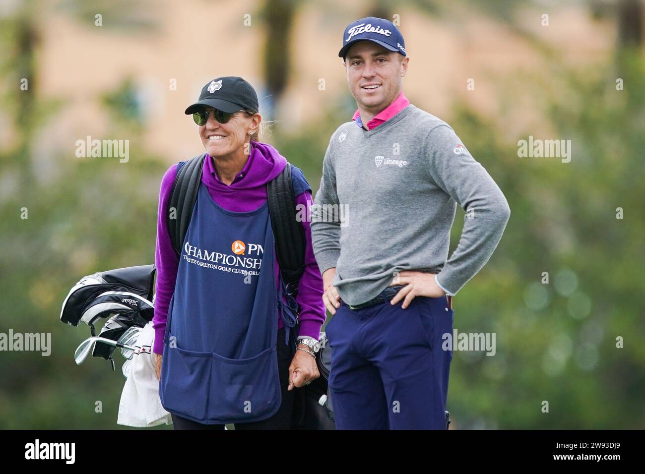 Orlando, Florida, USA. 17th Dec, 2023. Justin Thomas (R) and his mother ...