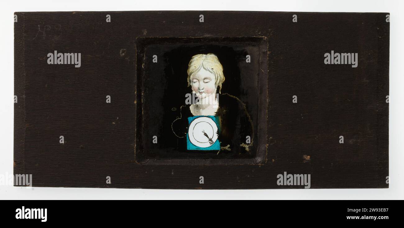 Boy's clock and bust, Anonymous, c. 1790 - c. 1830 Square glass plate ...