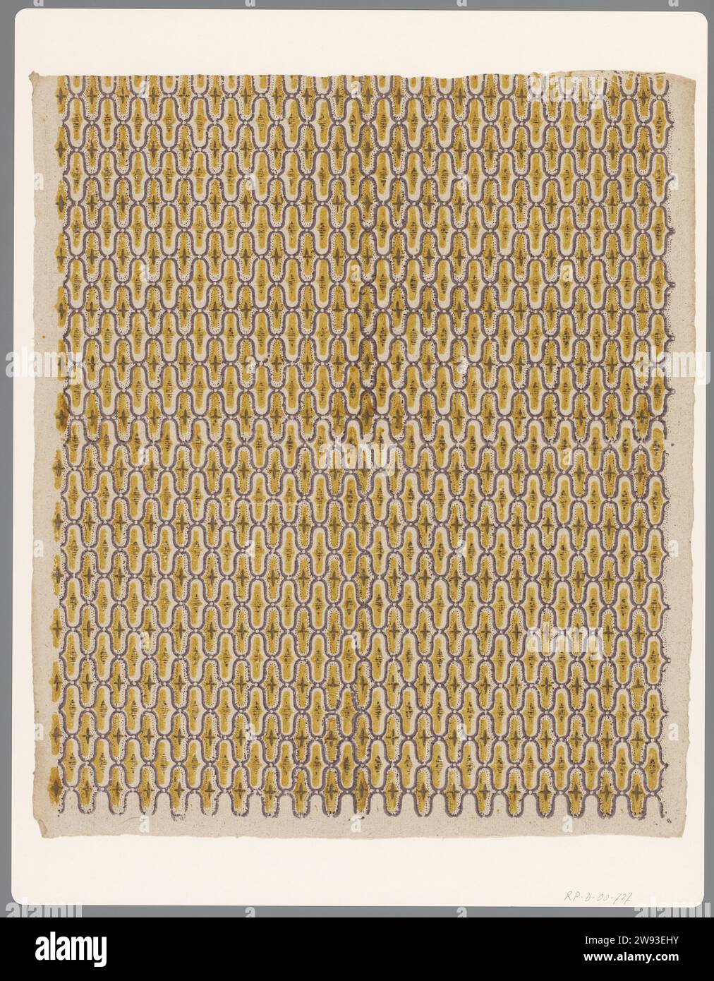 Leaf pattern of wavy lines, Anonymous, 1750 - 1900 Leaf with job ...
