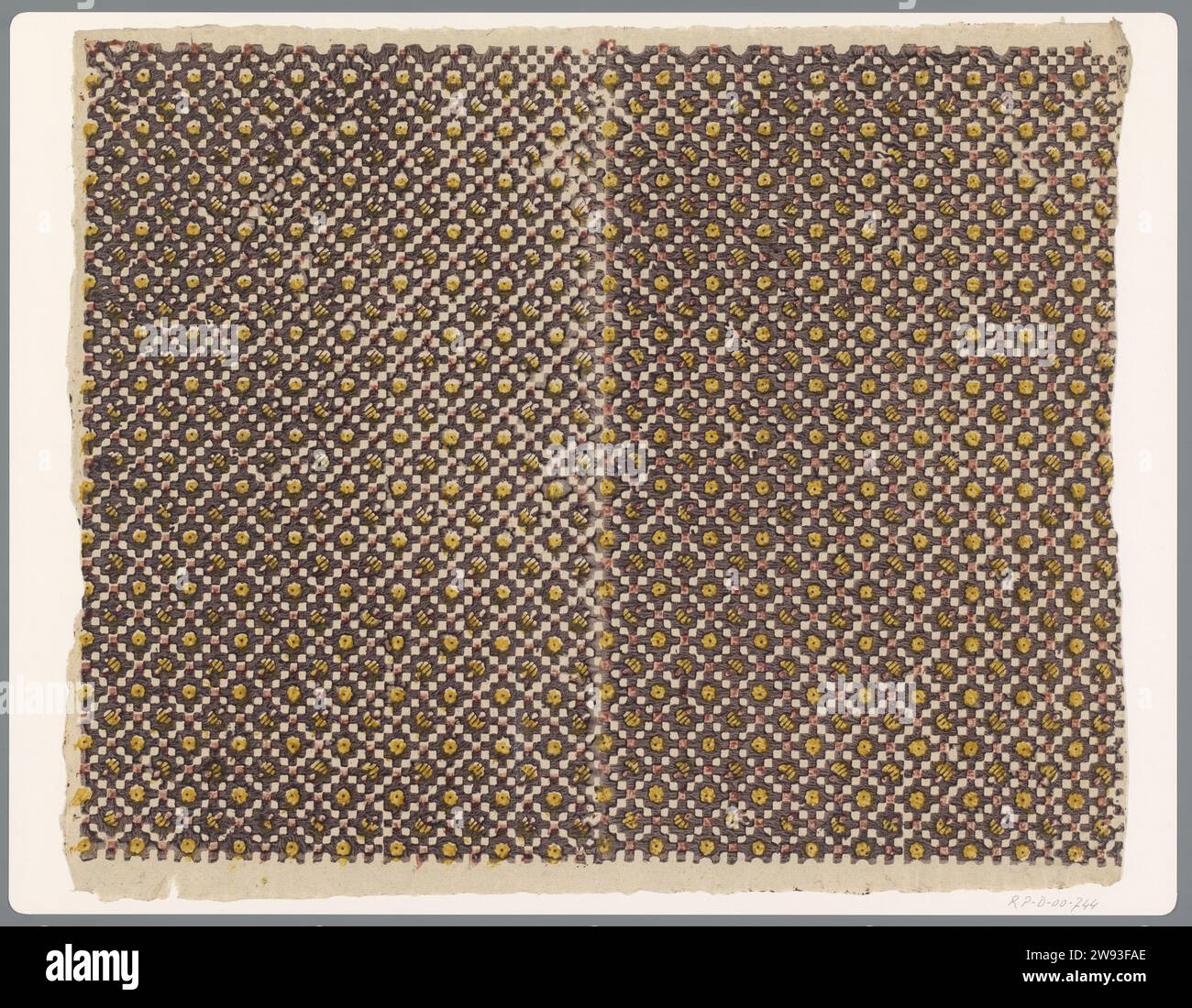 Leaf with diamond pattern with floral pattern in cubes, anonymous, 1750 ...