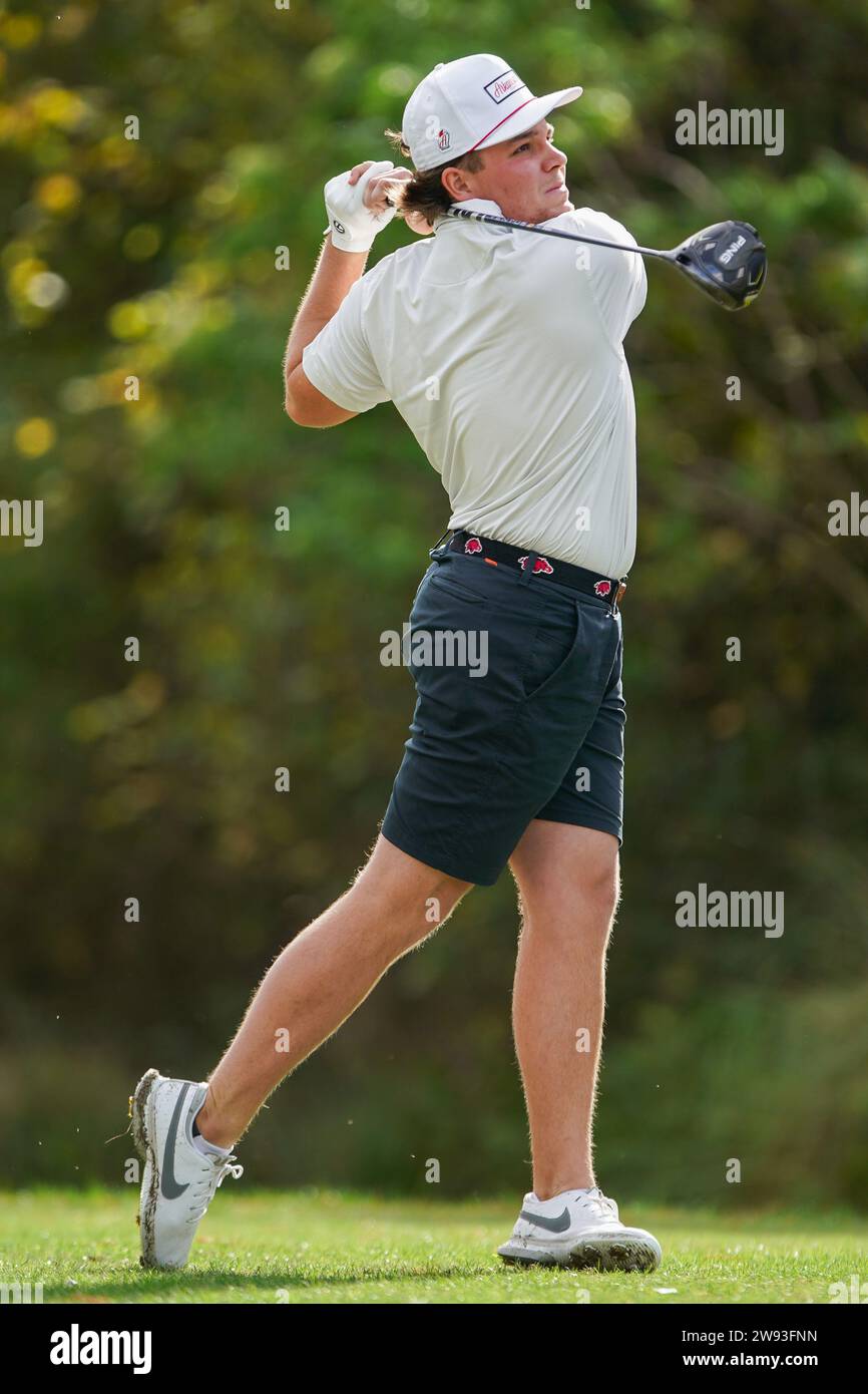 Orlando, Florida, USA. 17th Dec, 2023. John Daly II tees off the 13th ...