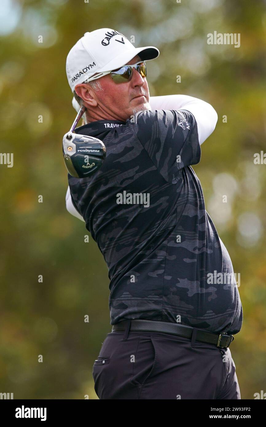 Orlando, Florida, USA. 17th Dec, 2023. David Duval tees off the 13th ...