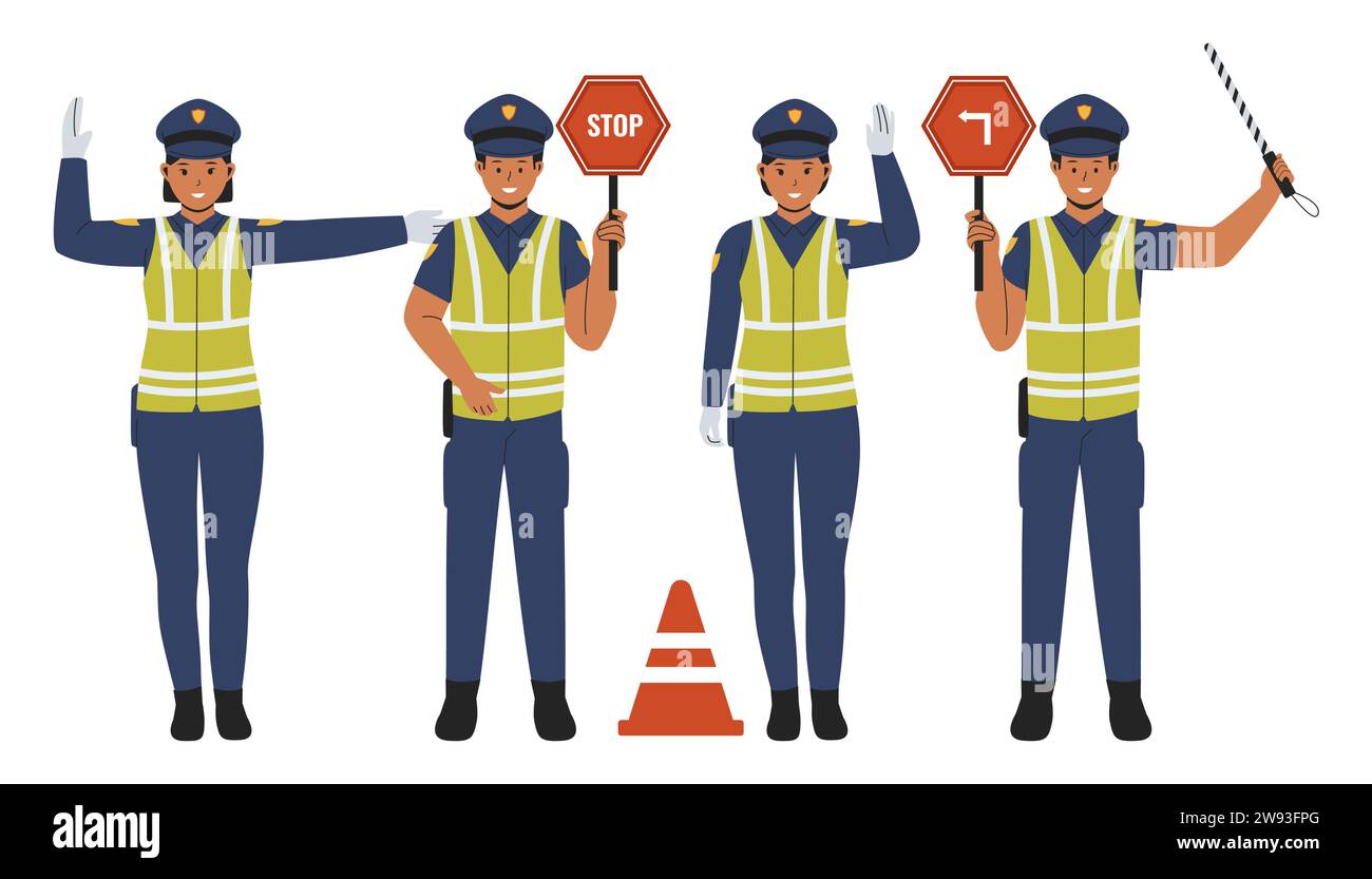 Police officer illustration set collection. Flat vector illustration ...