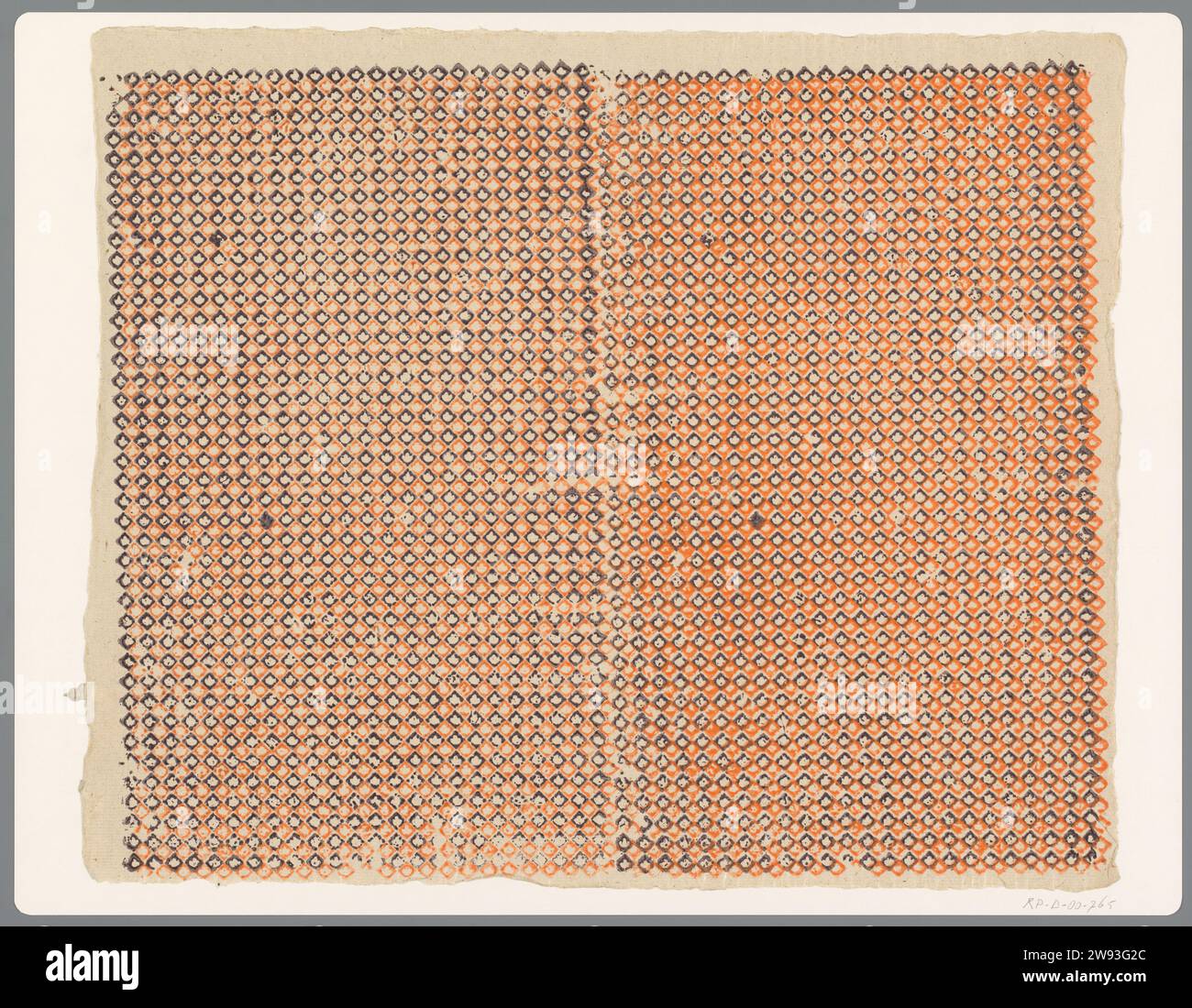 Leaf with straw pattern of cubes with saved leaf motif, anonymous, 1750 ...