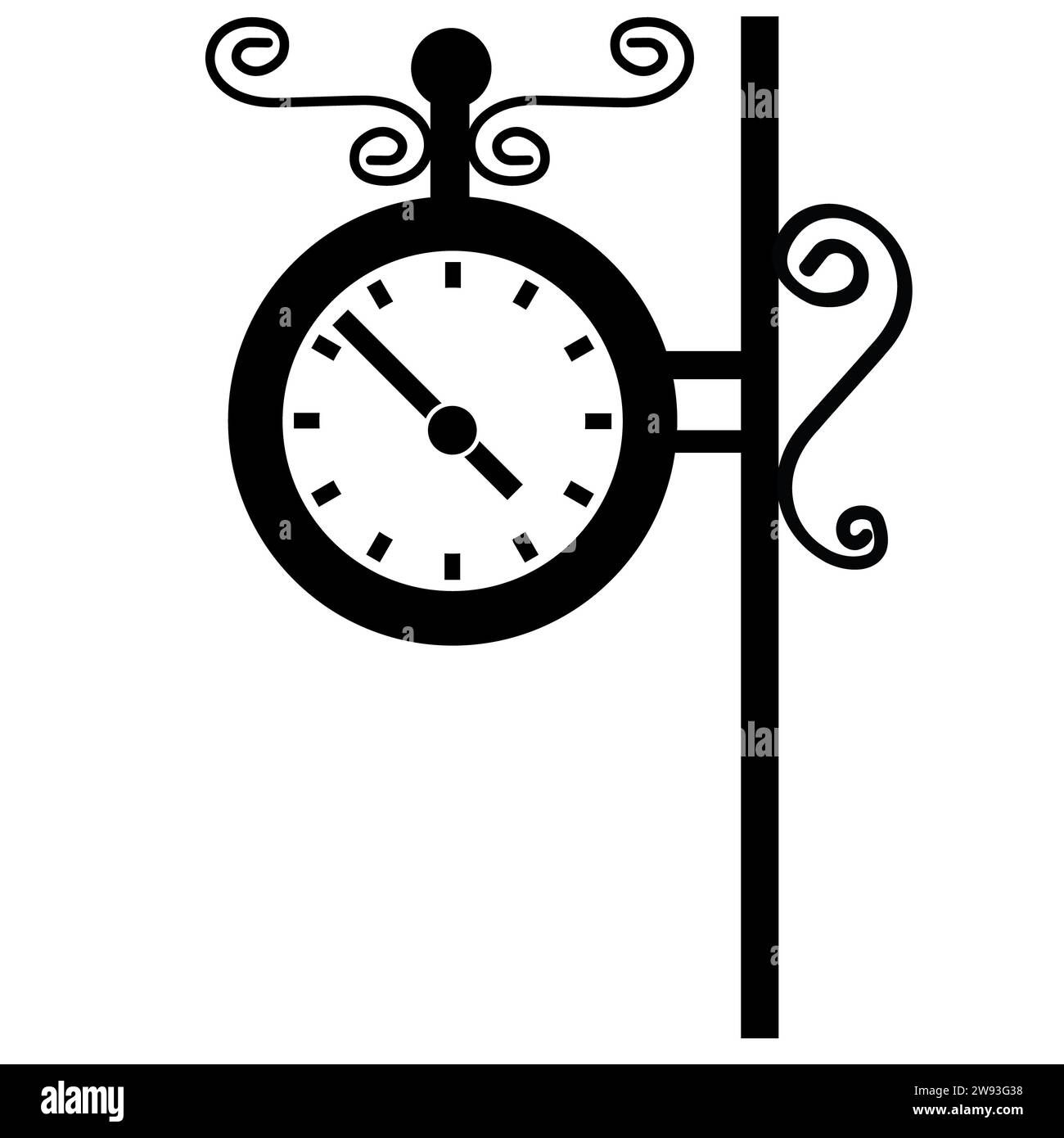 Clock at station icon. Train station clock sign. Vintage street numeral ...