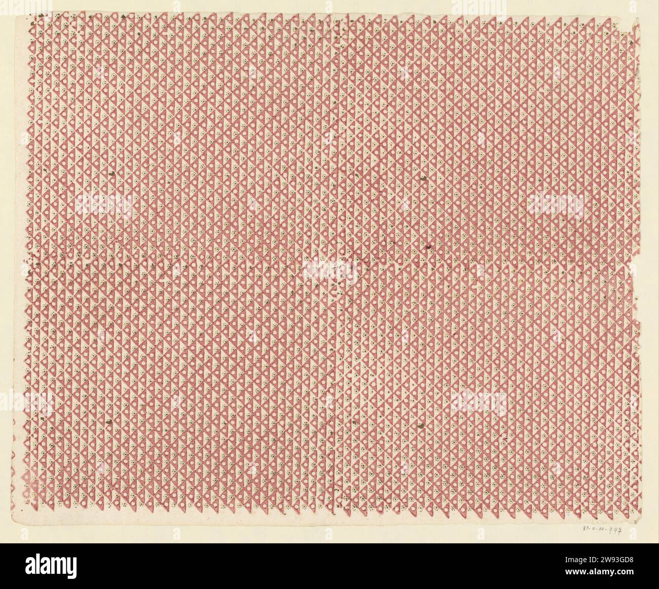 Leaf with regular pattern of triangles with dots and floral pattern ...