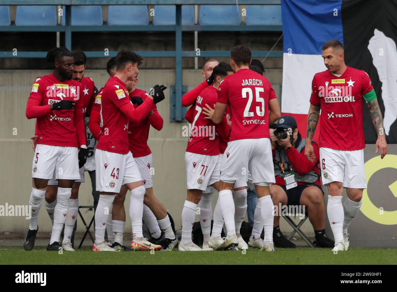 Players of Wisla Krakow celebrate after scoring a goal during Fortuna 1 ...