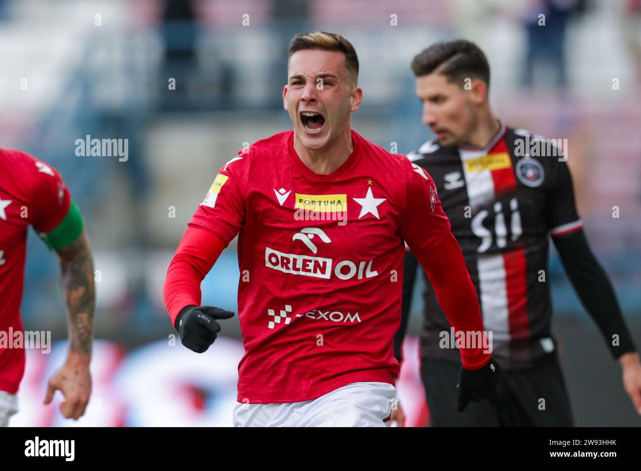 Angel Rodado of Wisla Krakow celebrates after scoring a goal during ...