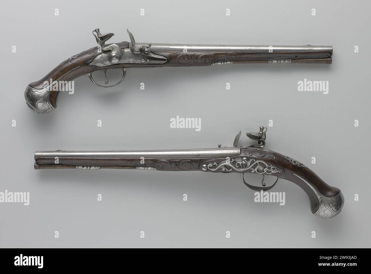 Flint gun, Michel Delahaye, c. 1680 flintlock pistol Part of a couple ...