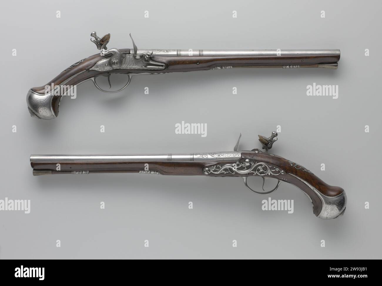 Flint gun, J Wilkin, 1685 - 1690 flintlock pistol Part of a couple. The ...