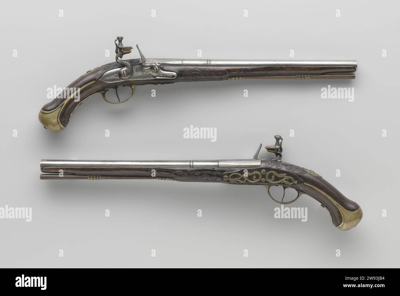 Flint gun, Jan Flock, c. 1685 flintlock pistol Part of a couple. The ...