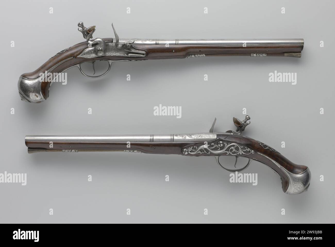Flint gun, J Wilkin, 1685 - 1690 flintlock pistol Part of a couple. The ...