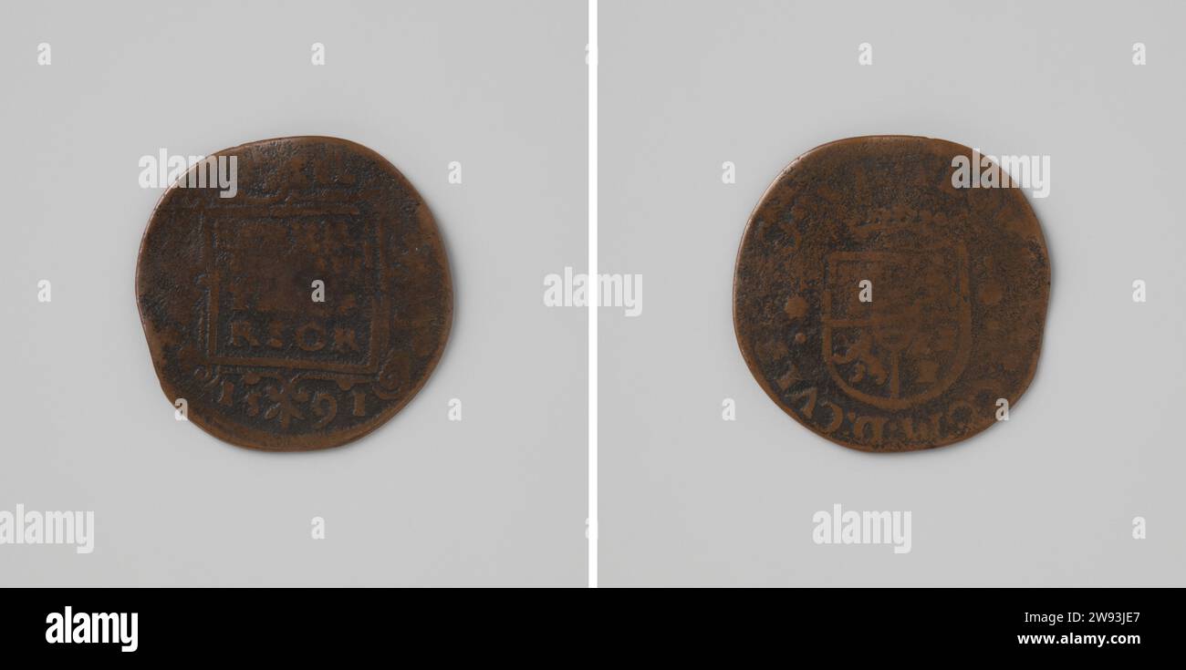Floris I van Pallandt, Count Van Culemborg, Anonymous, 1591 coin Copper ...