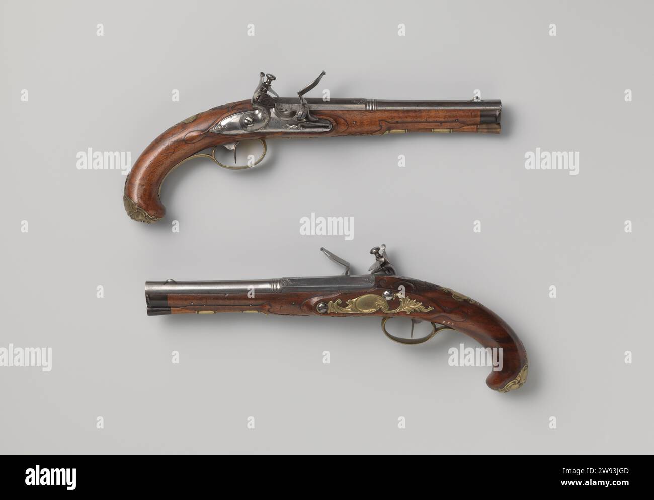 Flint gun, Johan George Erel, c. 1760 flintlock pistol Part of a couple ...