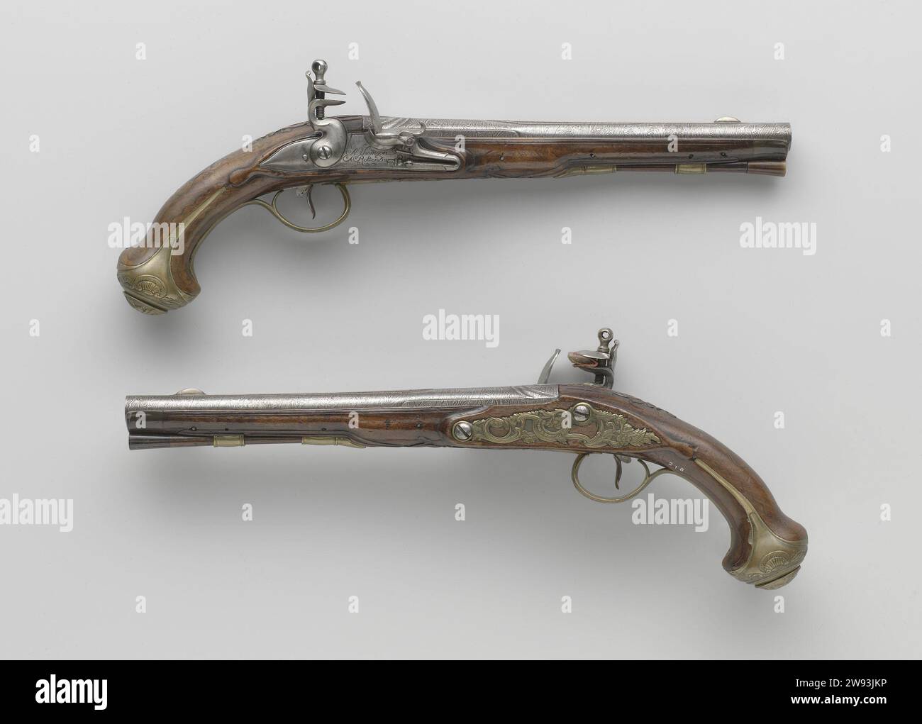 Flint gun, Nicolas Tomson, c. 1775 flintlock pistol Part of a couple ...