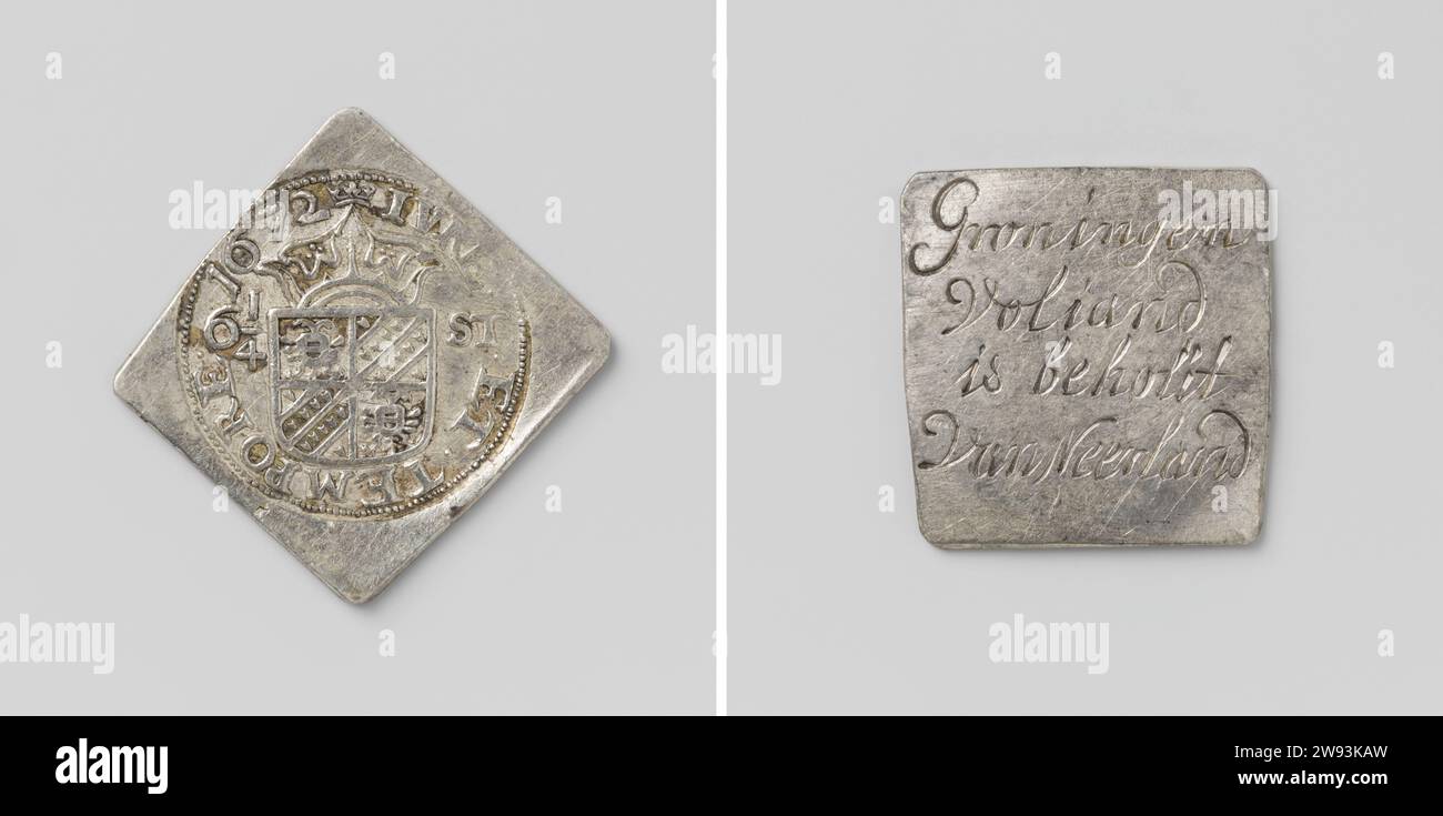 Eighth Daalder, emergency coin from Groningen, beaten during the siege, 1672 coin. siege coin ...