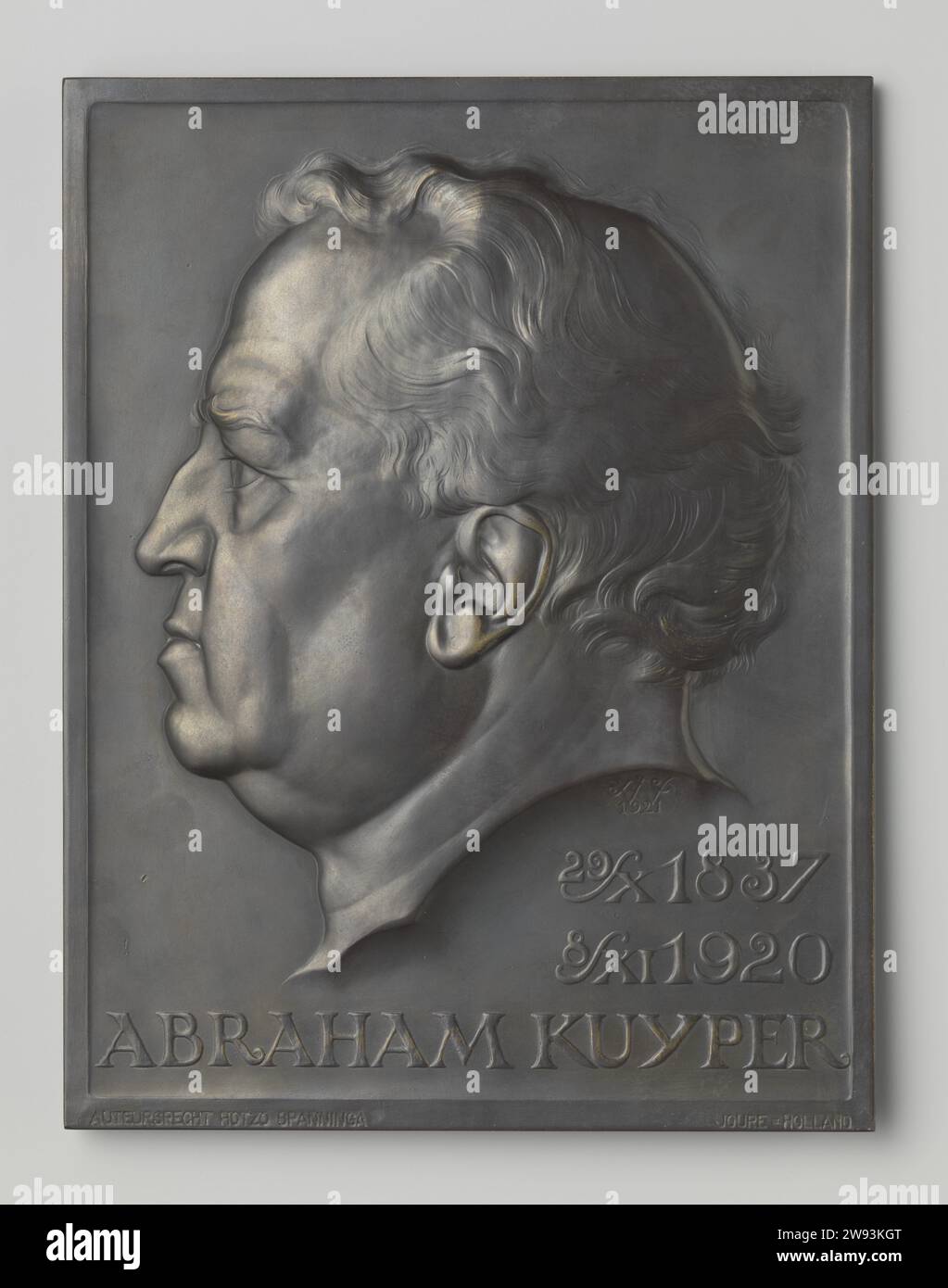 Abraham Kuyper, 1921 Bronze rectangular plaque with portrait of Abraham ...