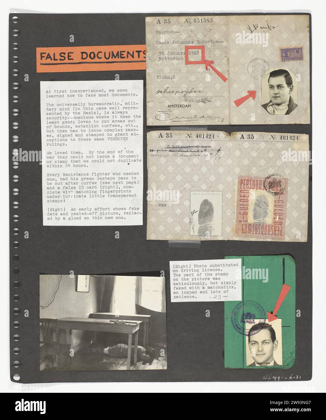 Documents falsification, 1942 - 1945 photograph Real and false identity ...