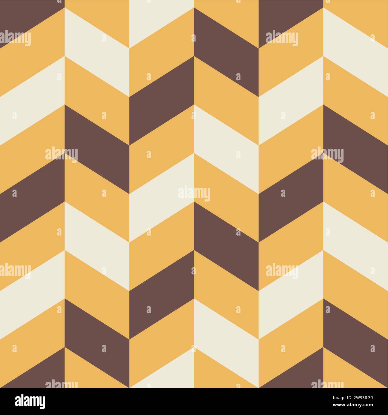 Abstract Horizontal Zigzag Retro Pattern in Brown, Yellow, and Beige Colors. Background for ...