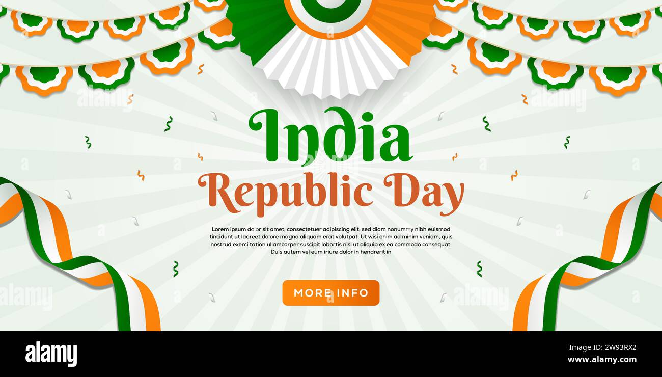 gradient India republic day horizontal banner illustration Stock Vector ...