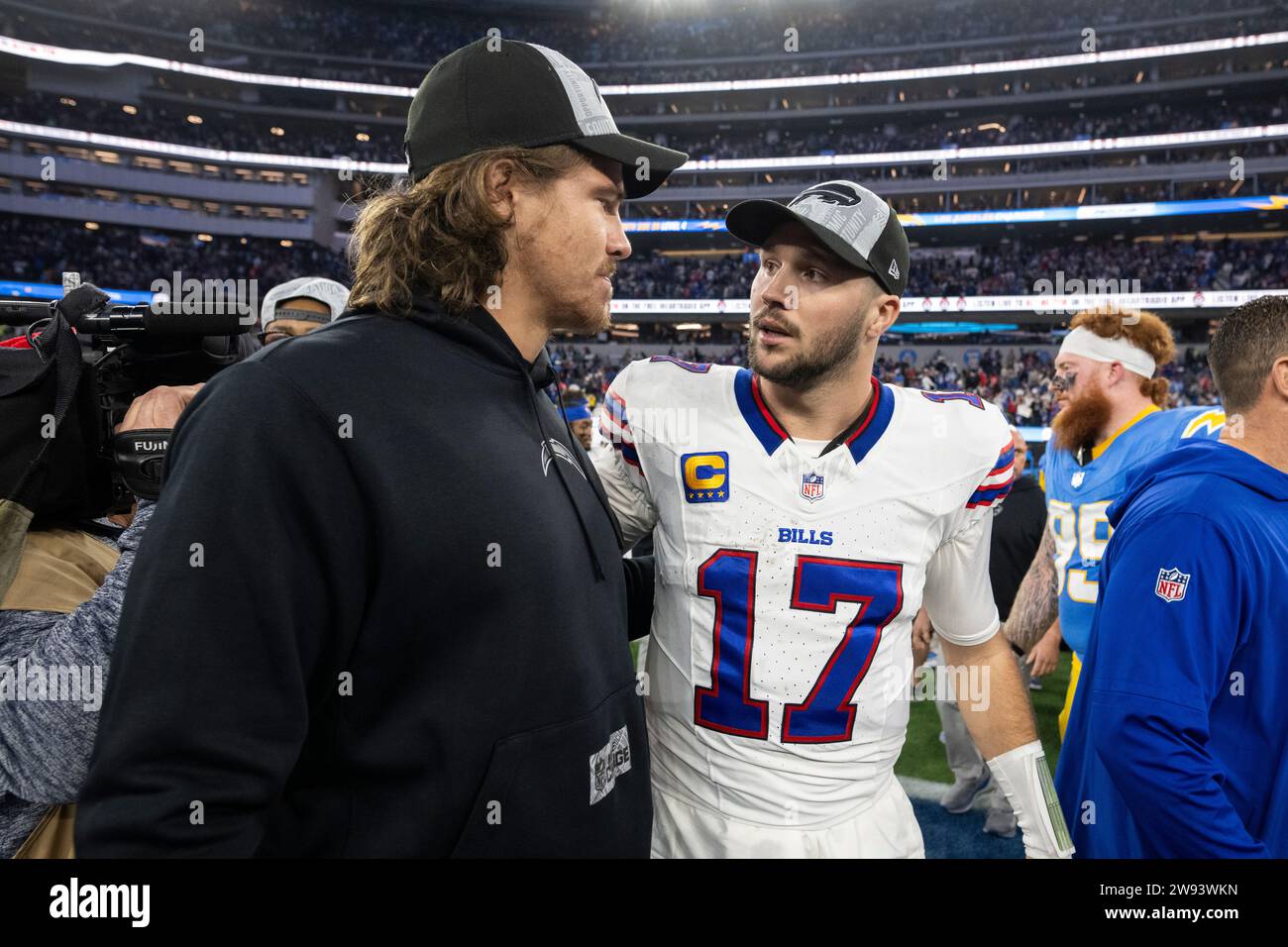 Buffalo Bills quarterback Josh Allen (17) and Los Angeles Chargers ...