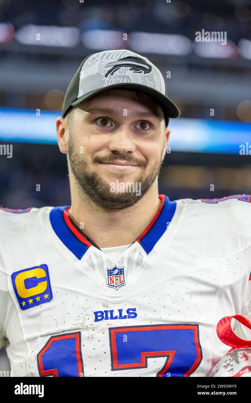 Buffalo Bills quarterback Josh Allen (17) smiles after the Bills defeat ...